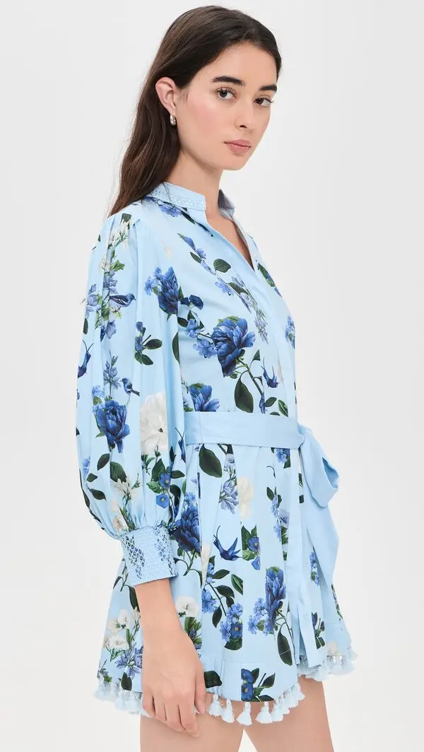 Alice + Olivia Lucy Floral Print Mini Shirt Dress With Tie Belt