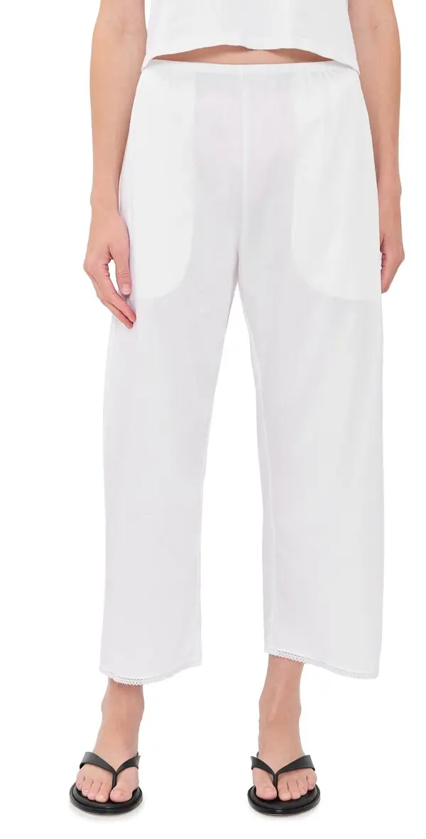 LESET Yoko Lace Crop Pants - White