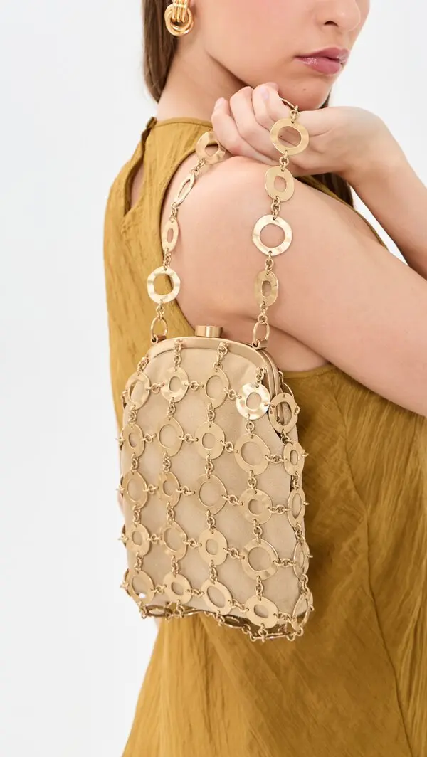 Cult Gaia Brielle Wristlet With Gold-tone Chainmail Overlay