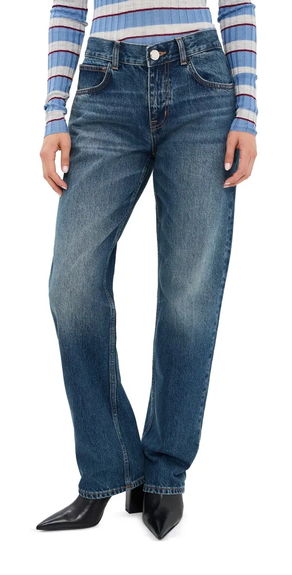 Brandon Maxwell The Beau Classic Buckle Jeans - Indigo