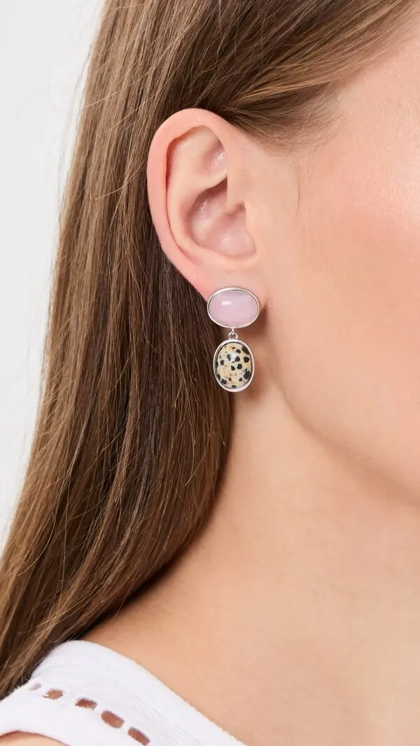 LUV AJ The Rose Quartz Palma Stud Earrings