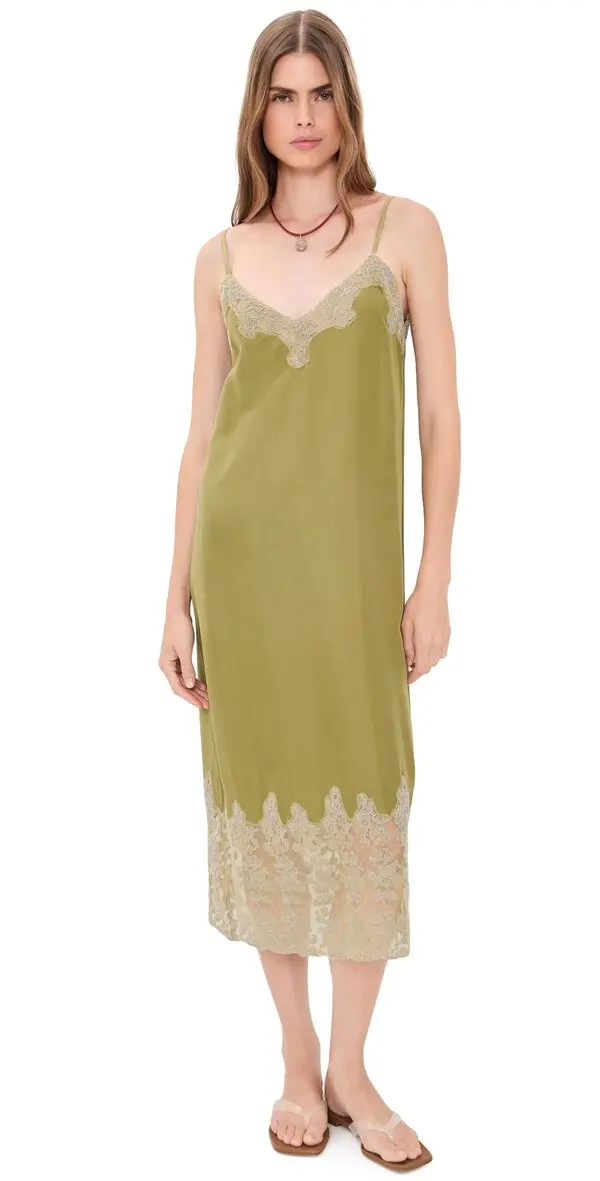 The Great. The Legacy Dress - Light Olive/cream