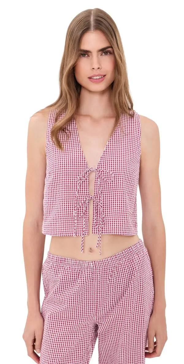 FAVORITE DAUGHTER The Invisible Strings Top - Raspberry/white