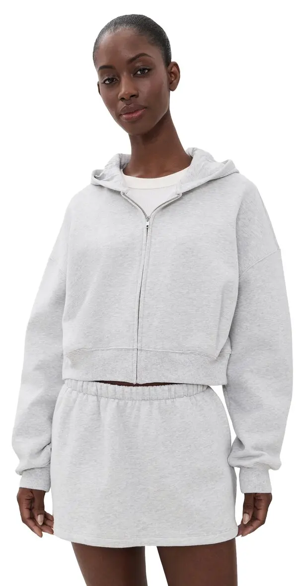 Good American The Zip Up Sweatshirt - Heather Grey