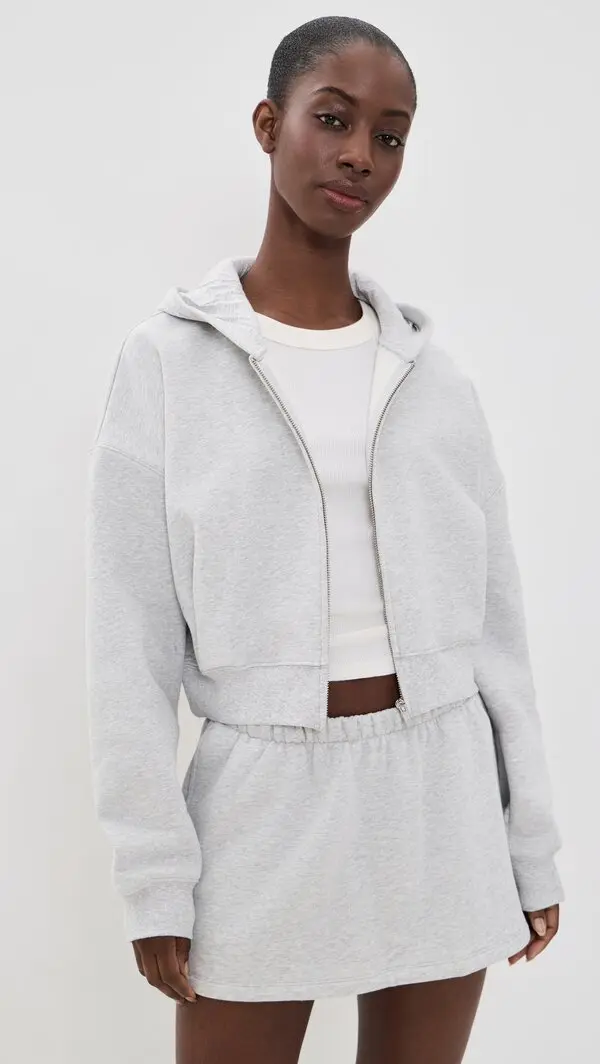 Good American Zip Up Hoodie With Dropped Shoulders