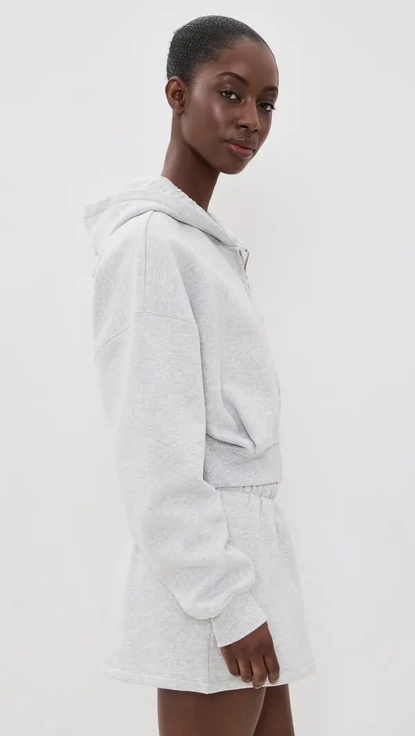 Good American Zip Up Hoodie With Dropped Shoulders