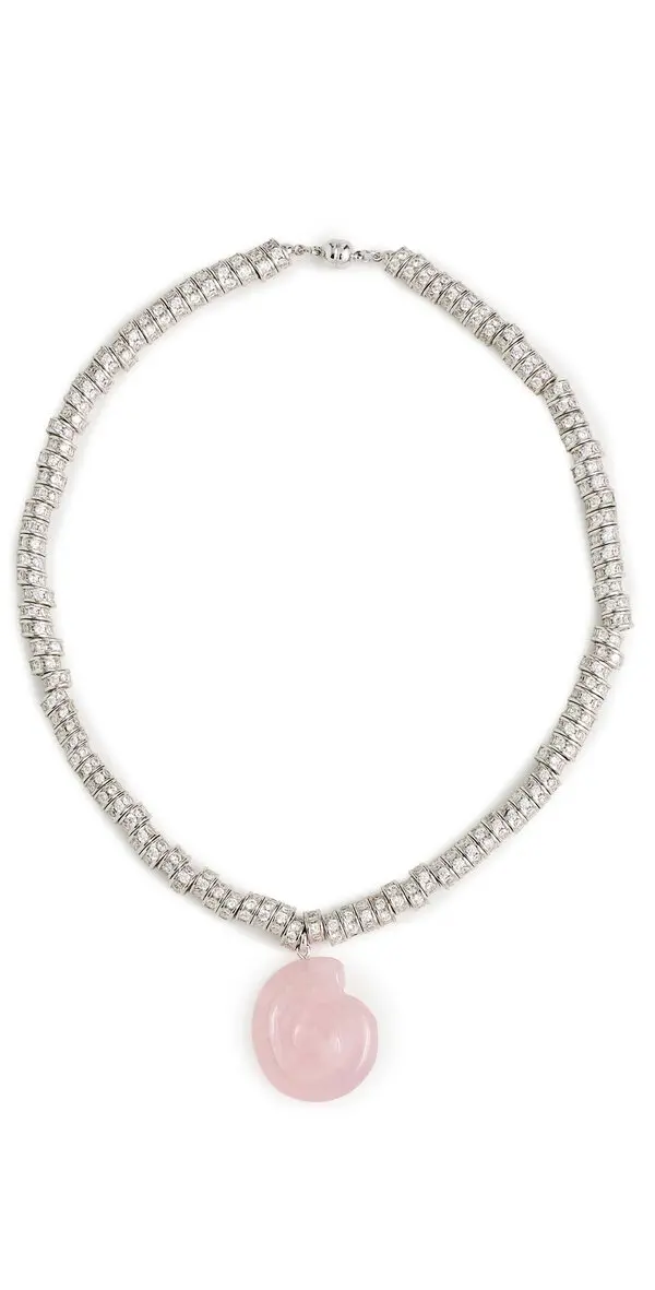 LUV AJ The Rose Quartz Rio Rhinestone Necklace - Silver