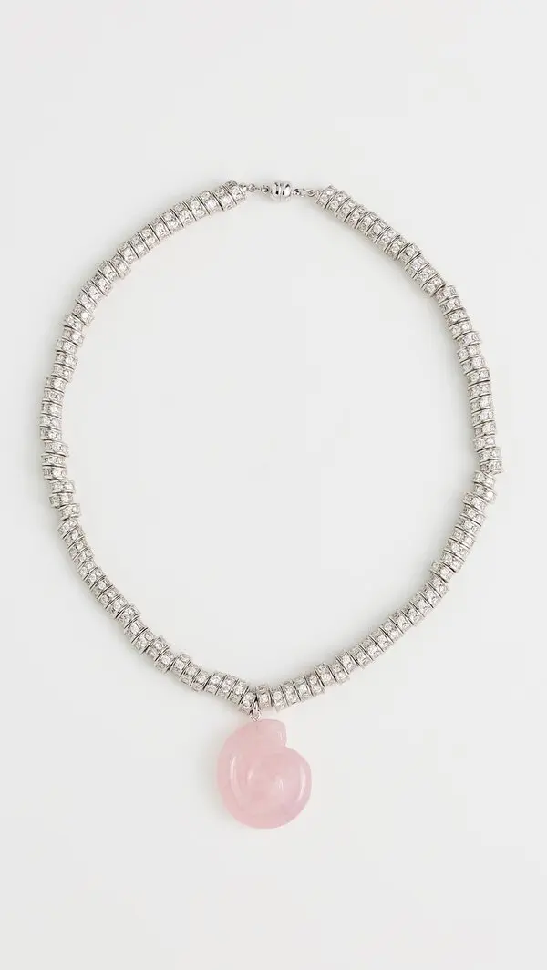 LUV AJ The Rose Quartz Rio Rhinestone Necklace