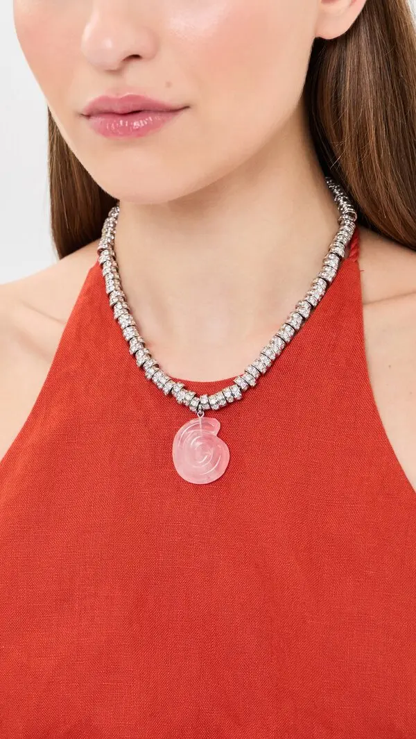 LUV AJ The Rose Quartz Rio Rhinestone Necklace