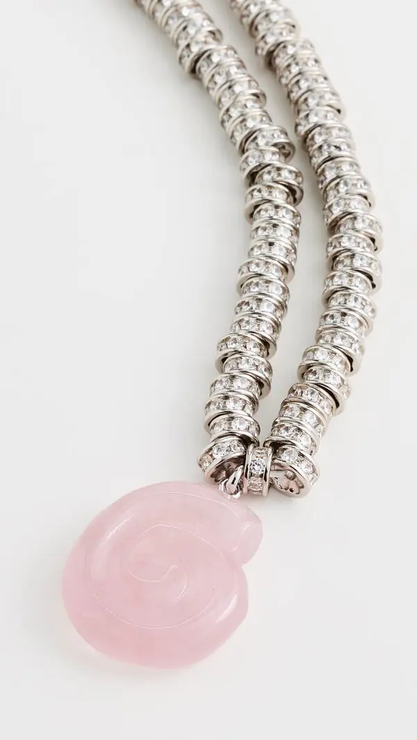 LUV AJ The Rose Quartz Rio Rhinestone Necklace