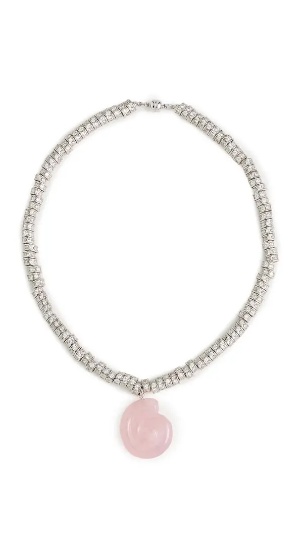 LUV AJ The Rose Quartz Rio Rhinestone Necklace