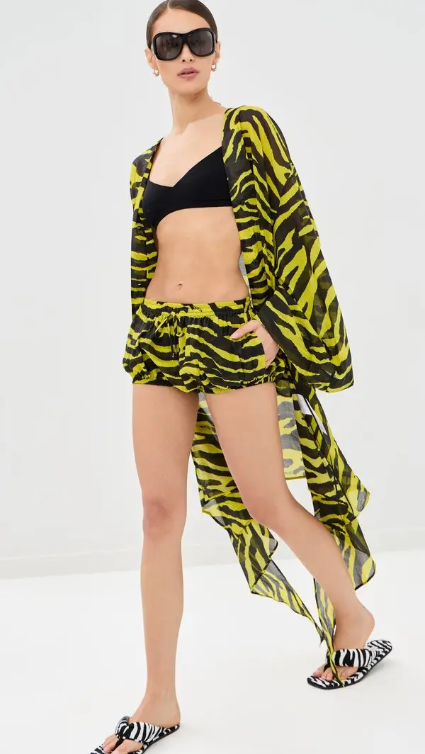 Attico Black And Yellow Shorts