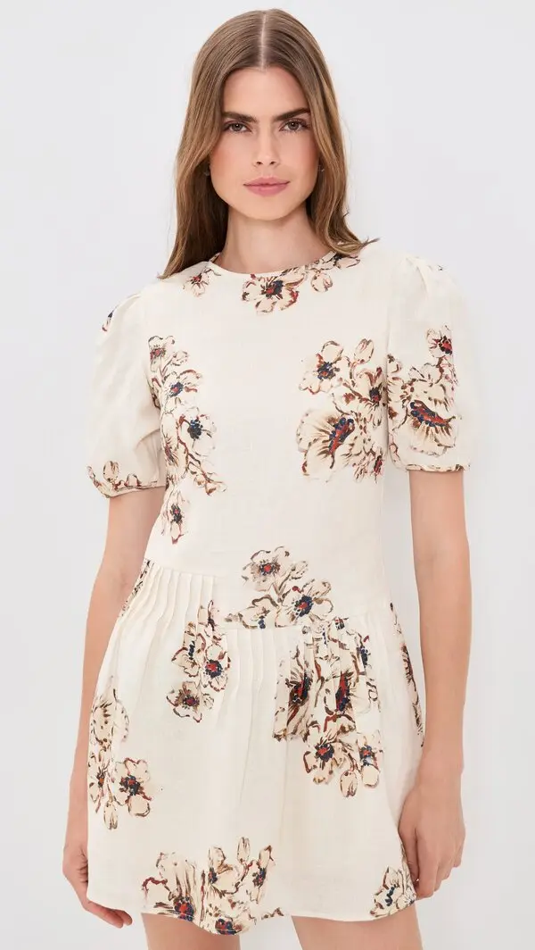 SIR. Freja Puff Sleeve Linen Mini Dress