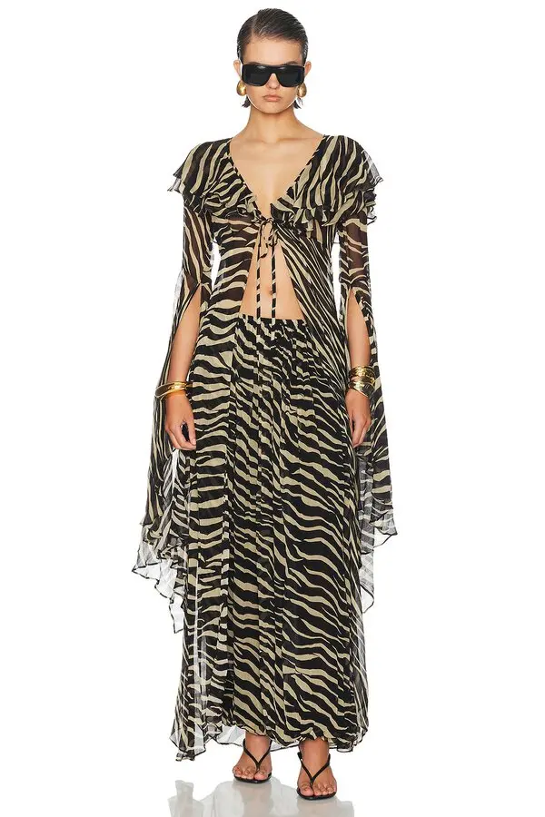 Ronny Kobo Kyle Maxi Top In Black & White - Zebra