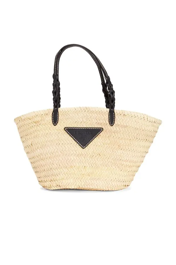 Prada Raffia Tote Bag - Neutral