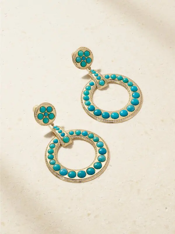 Ileana Makri 18k Gold Diamond And Drop Earrings - Blue