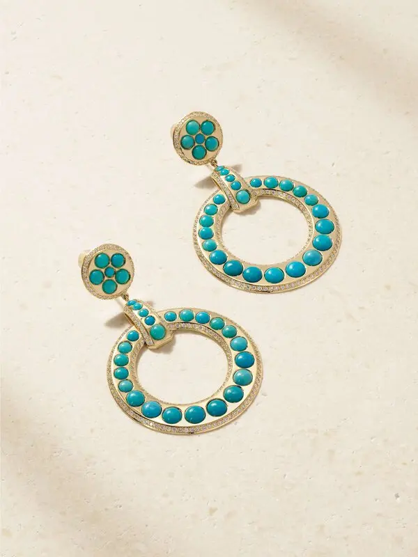 Ileana Makri 18-karat Gold Diamond And Earrings - Turquoise