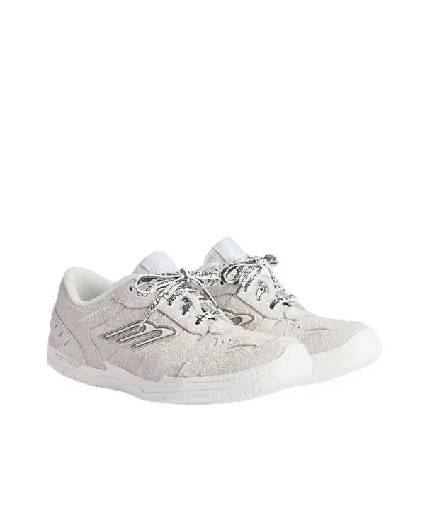 Balenciaga Hamptons Suede Sneaker In Off White/black