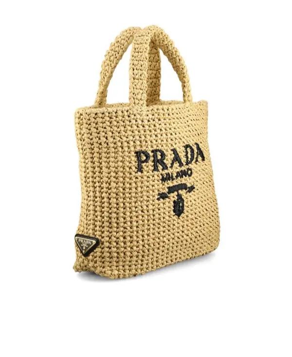 Prada Crochet Logo Handbag - Neutral