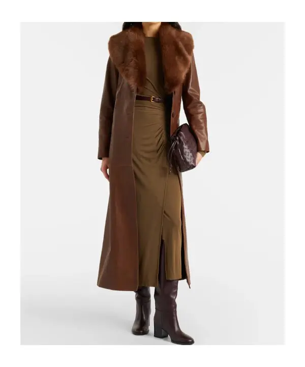 Nour Hammour Dakota Shearling-trimmed Leather Coat