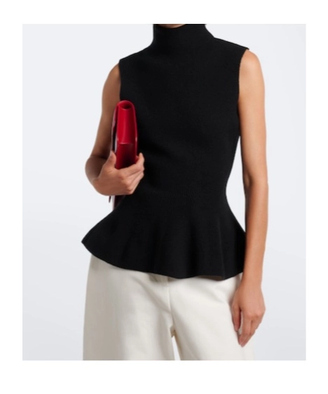 RÓHE Sleeveless Wool And Cashmere Turtleneck Top With Peplum Hem