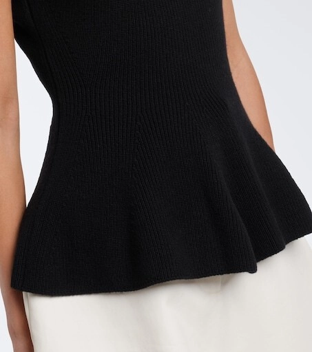 RÓHE Sleeveless Wool And Cashmere Turtleneck Top With Peplum Hem