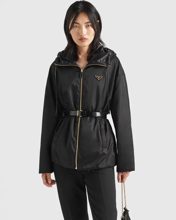 Prada Re-nylon Belted Hooded Jacket