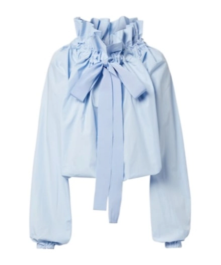 PATOU Bow-detail Cotton Poplin Blouse - Blue