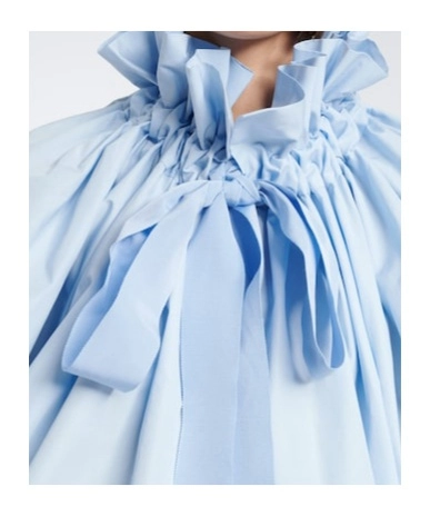 PATOU Bow Detail Cotton Poplin Blouse - Blue
