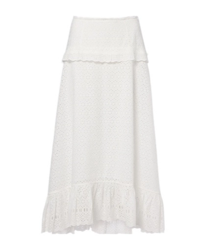 Ulla Johnson Violetta Broderie Anglaise Midi Skirt - White