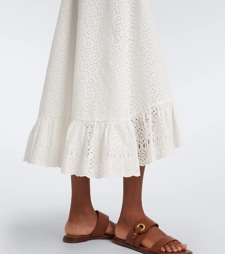 Ulla Johnson Violetta Broderie Anglaise Midi Skirt - White