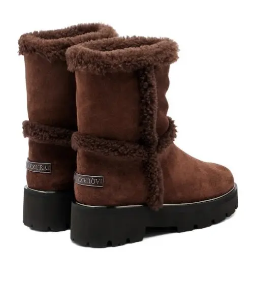 AQUAZZURA Shearling-trimmed Suede Ankle Boots