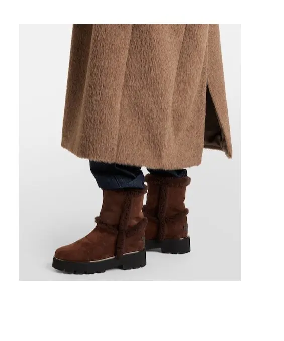 AQUAZZURA Shearling-trimmed Suede Ankle Boots