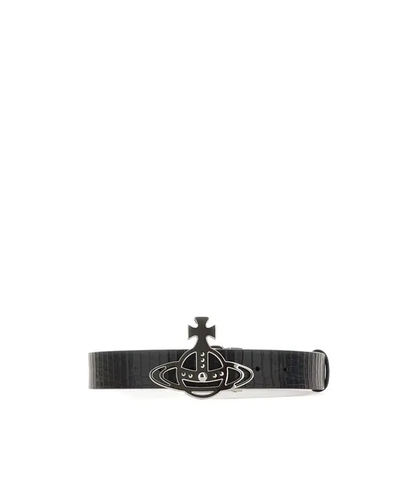 VIVIENNE WESTWOOD Orb Plaque Buckle Belt - Black