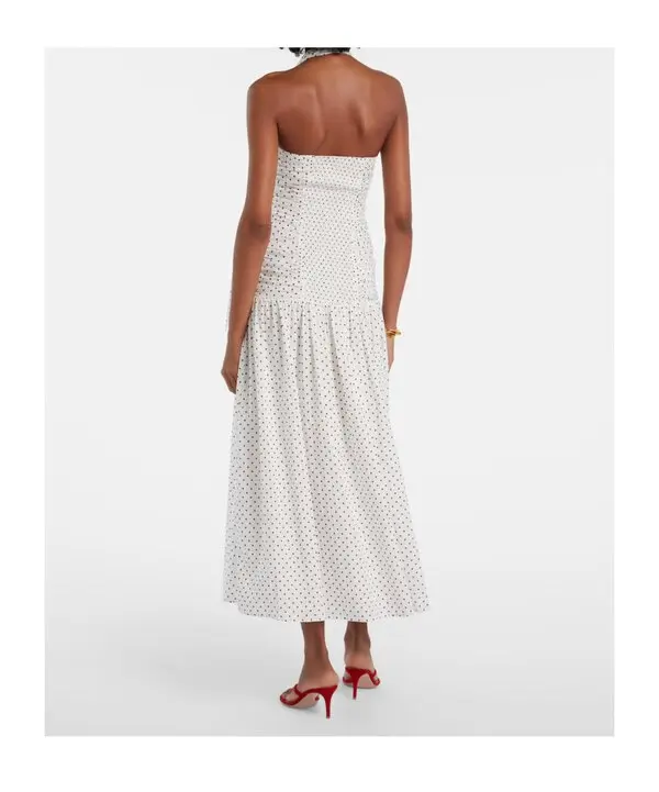 Posse Edie Polka-dot Halterneck Midi Dress - White