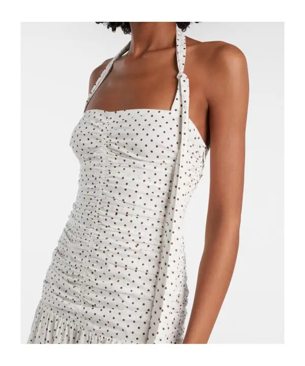 Posse Edie Polka-dot Halterneck Midi Dress - White