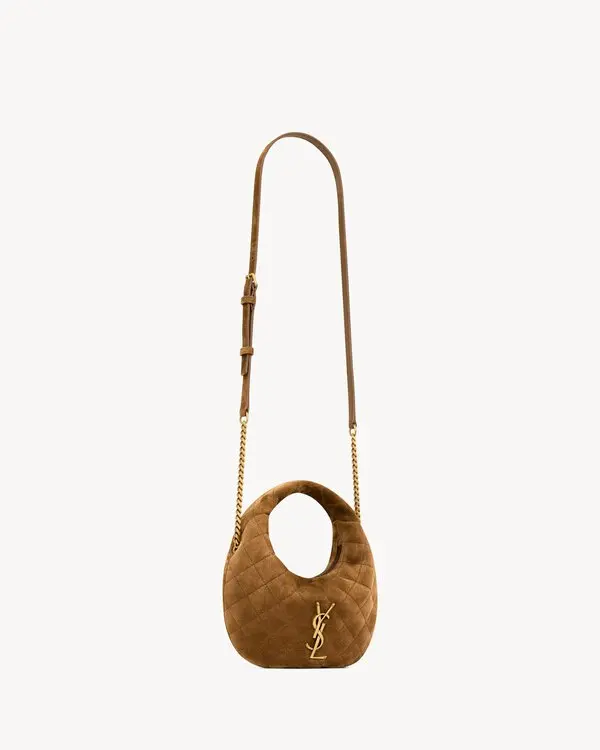 Saint Laurent Borsa Mini Icarino In Suede Trapuntato