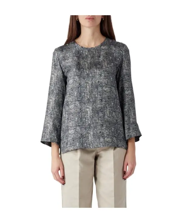 Max Mara Speckled-print Silk Blouse - Black