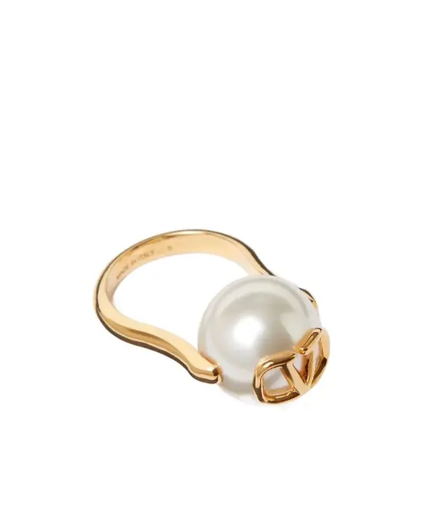 Valentino Garavani Vlogo Signature Faux-pearl Ring - Yellow