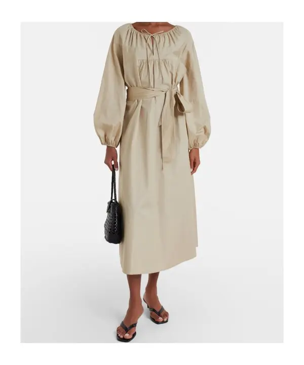 Vince Belted Cotton Poplin Midi Dress