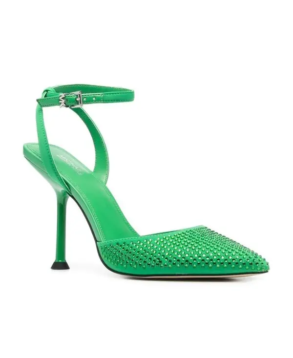 Michael Kors Embellished Pointed Toe Pumps With Buckle Ankle Straps