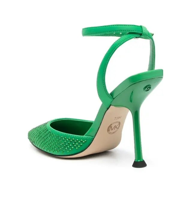 Michael Kors Embellished Pointed Toe Pumps With Buckle Ankle Straps