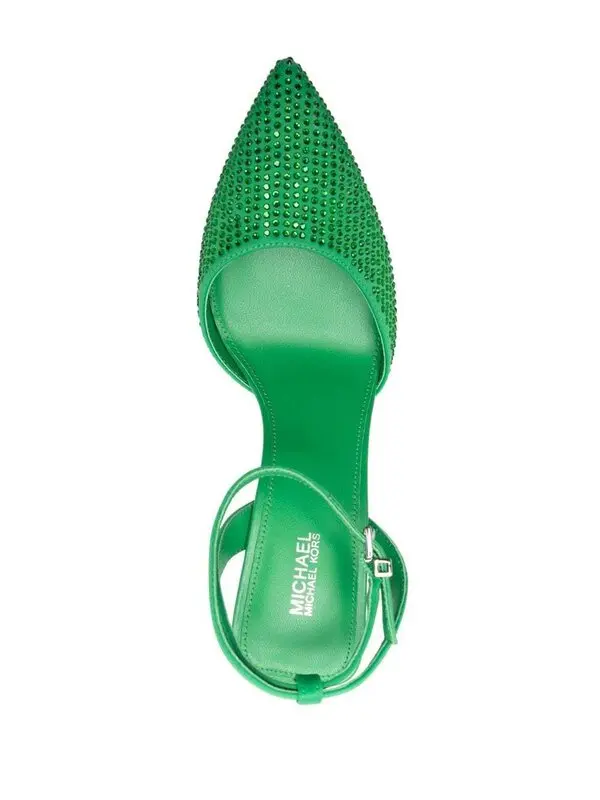 Michael Kors Embellished Pointed Toe Pumps With Buckle Ankle Straps