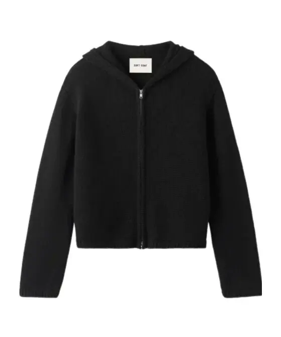 Soft Goat Zip-up Hoodie - Black