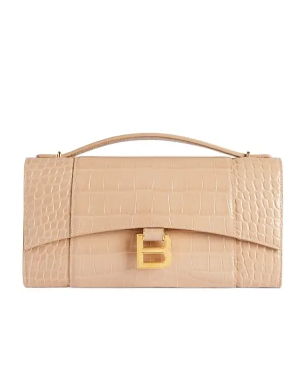 Balenciaga Hourglass Pochette With Chain - Nude