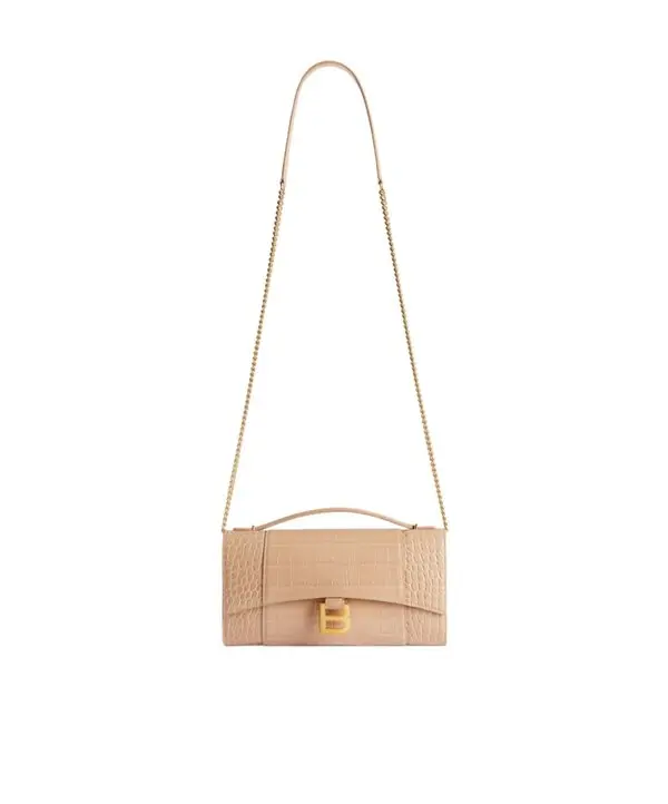Balenciaga Hourglass Pochette With Chain - Nude