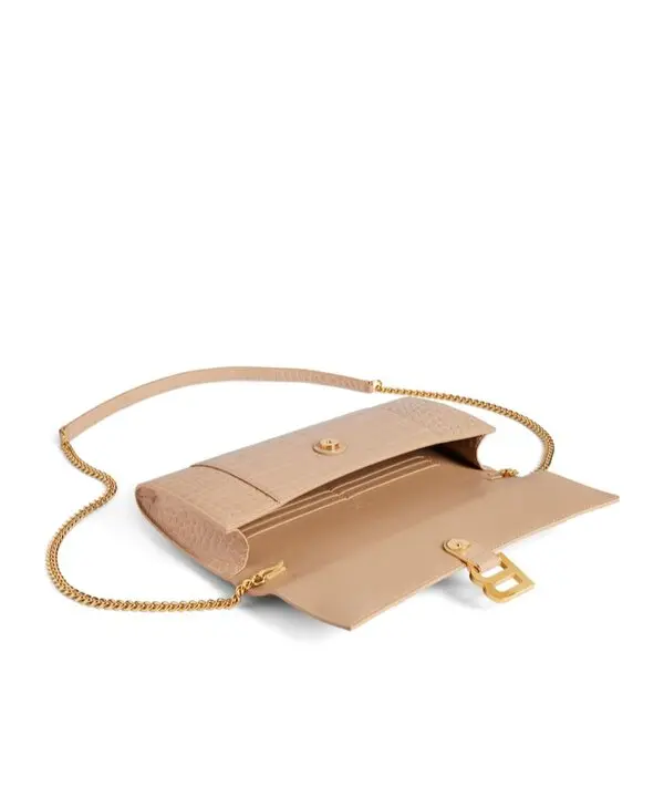 Balenciaga Hourglass Pochette With Chain - Nude