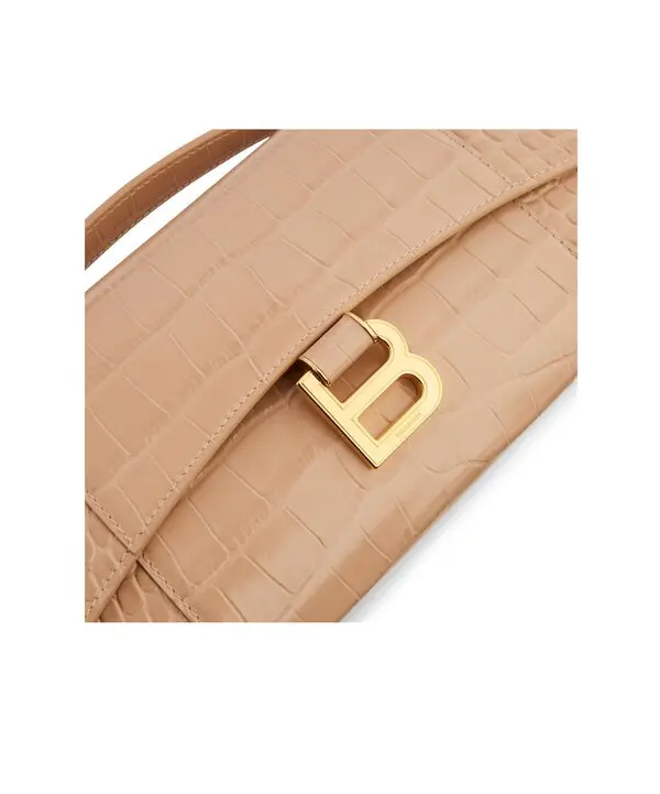 Balenciaga Hourglass Pochette With Chain - Nude