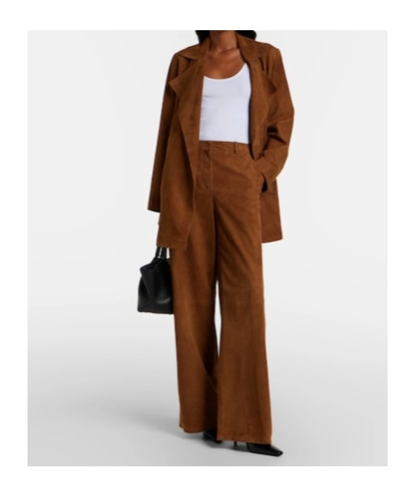 Nour Hammour Coda Suede Wide-leg Pants - Brown