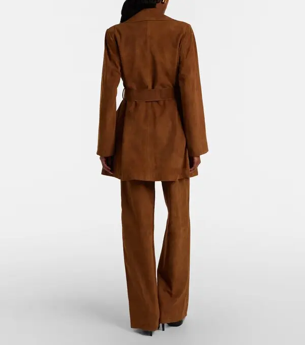 Nour Hammour Coda Suede Wide-leg Pants - Brown